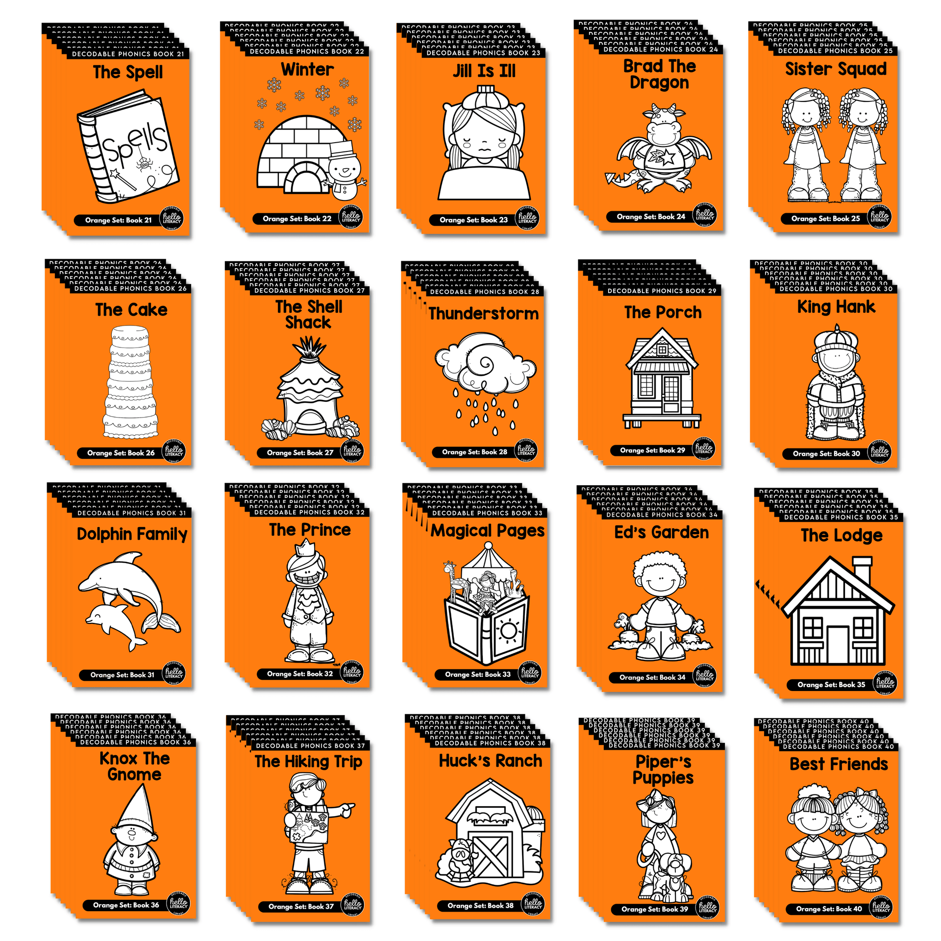 Orange Fiction Books: Six Pack | Hello Decodables